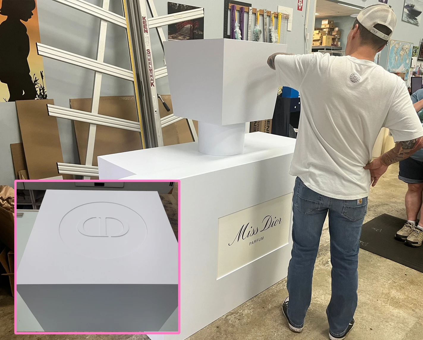 The perfume bottle retail prop was only one part of the store takeover ...